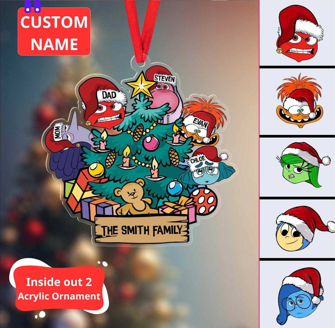 Personalized Inside Out 2 Characters Family Ornament, Hanging Inside ...