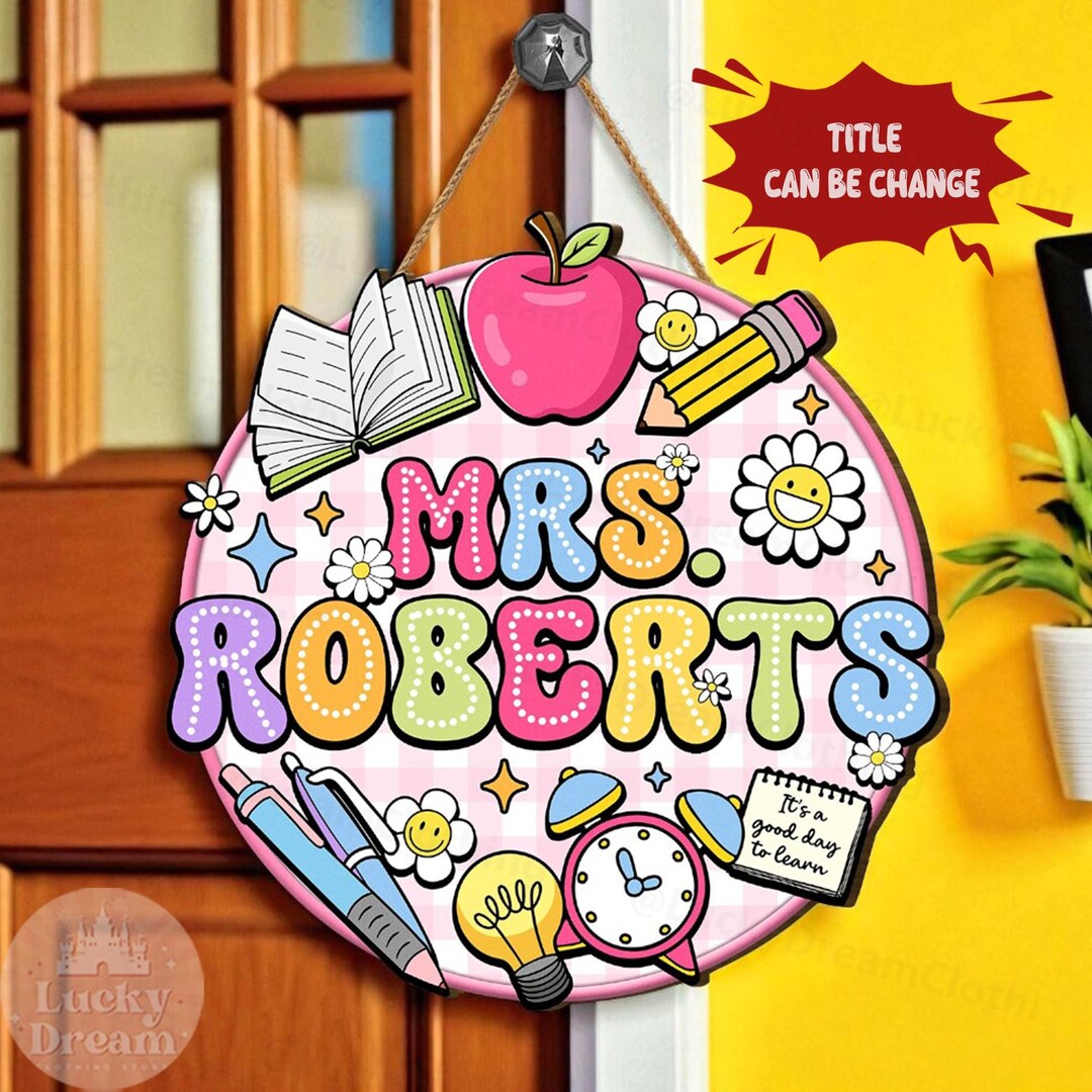Personalized Teacher Name Door Sign, Teacher Gifts, Custom Classroom ...