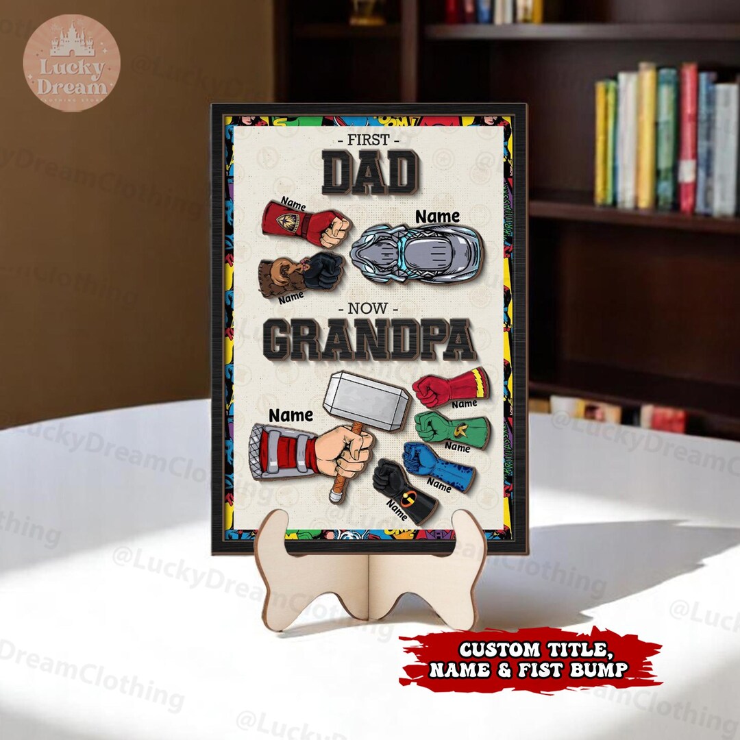 Personalized Superhero Grandpa Fist Bump Wooden Sign,fist Bump Family ...