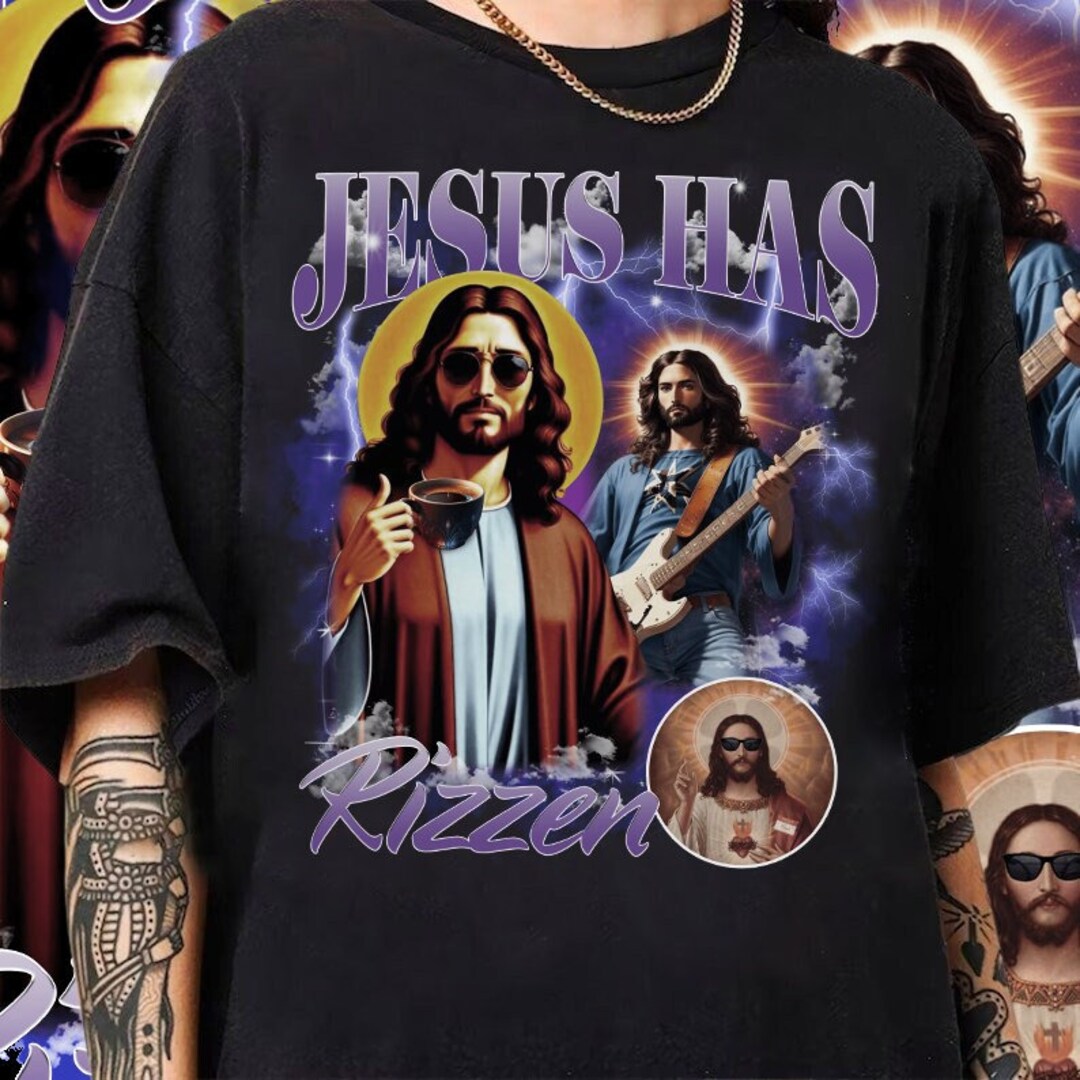 Jesus Has Rizzen Vintage Bootleg T-shirt, Retro 90s Graphic Tee, Funny ...