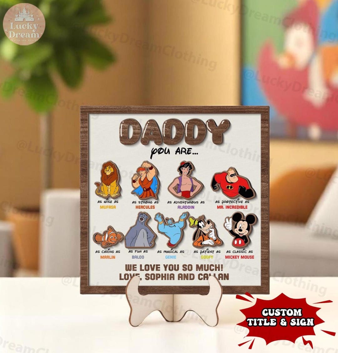 Personalized Disney Dad Father's Day Wooden Sign, Father's Day Gift for ...