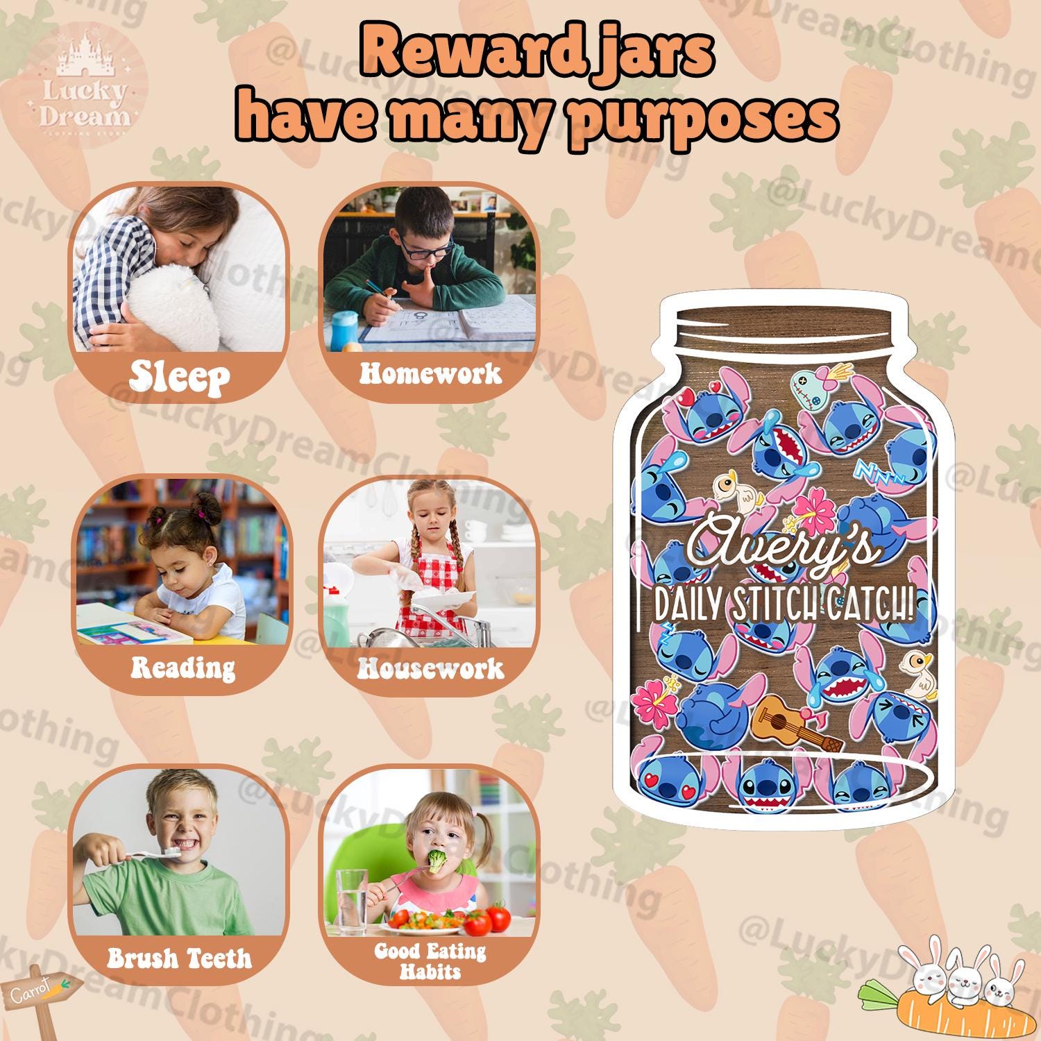 Personalized Disney Stitch Reward Jar for Kids, Back to School Gift ...