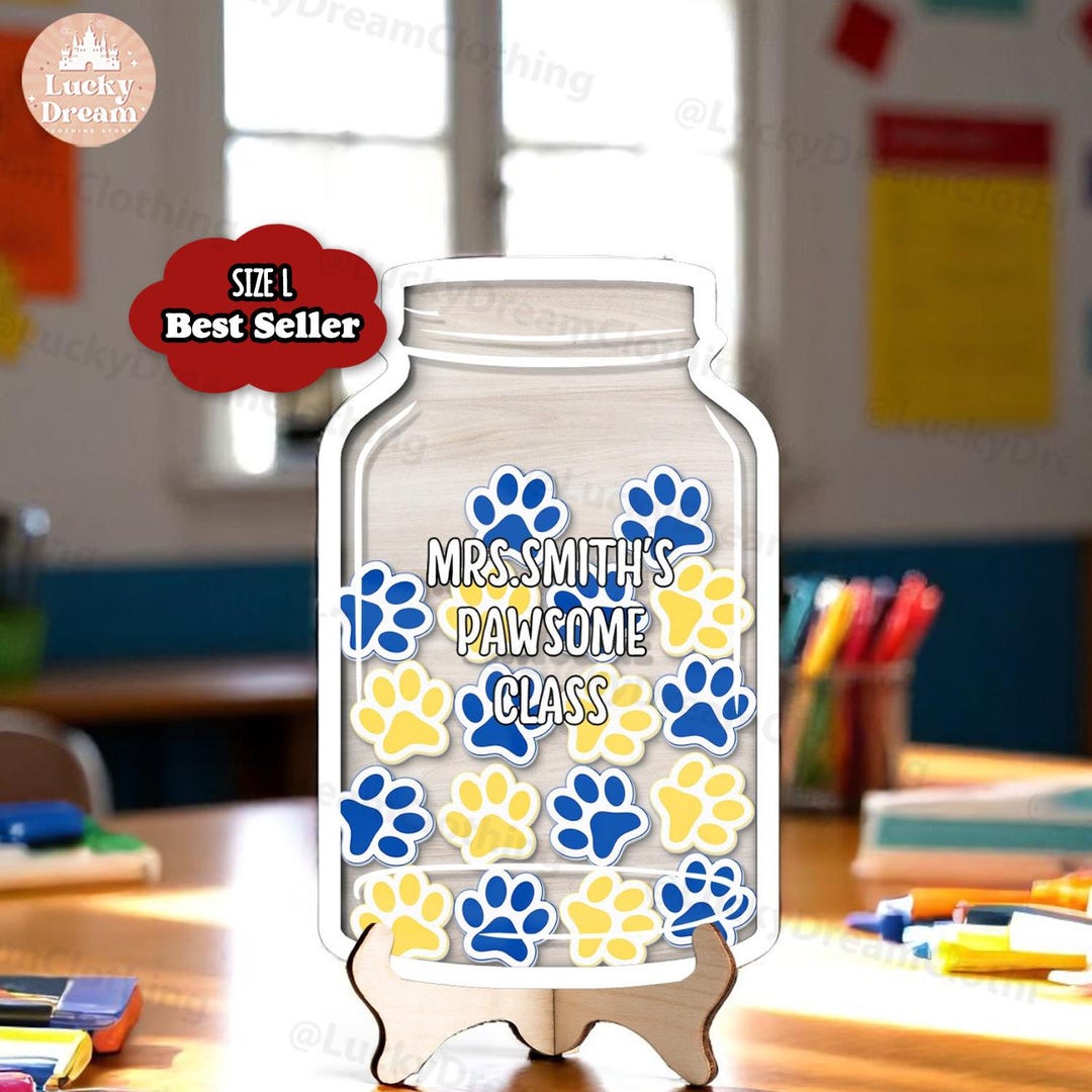 Personalized Paw Print Token Jar for Kids, Back to School Gift,pawsome ...