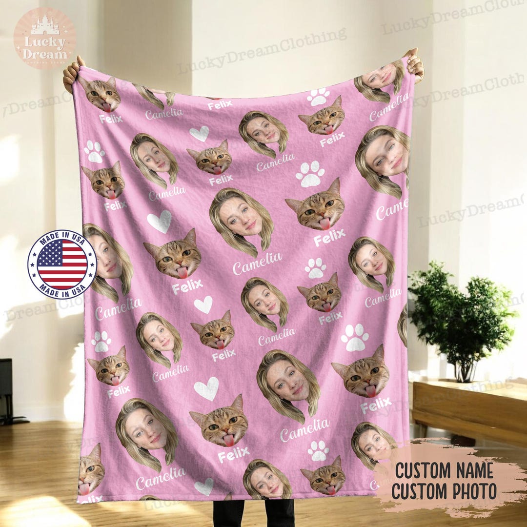Personalized Photo Face Blanket, Custom Couples Photo Blanket, Faces on ...