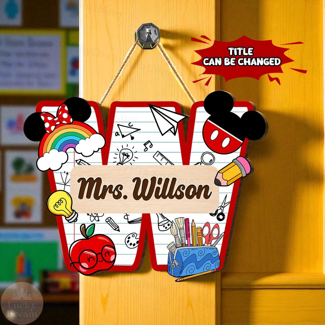 Personalized Teacher Name Door Sign, Disney Classroom Decor, Back to ...