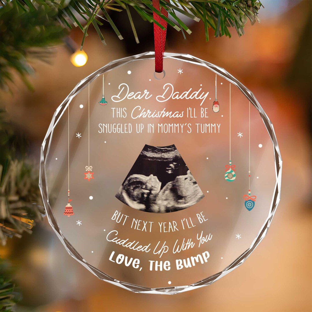 Baby Ultrasound Glass Ornament, Baby Announcement Ornament, Pregnancy ...