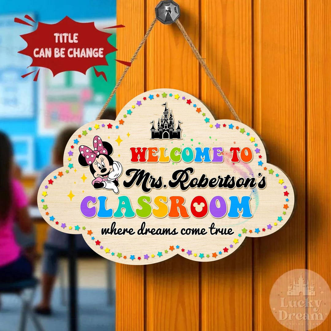 Personalized Teacher Name Door Sign, Disney Classroom Decor, Back to ...