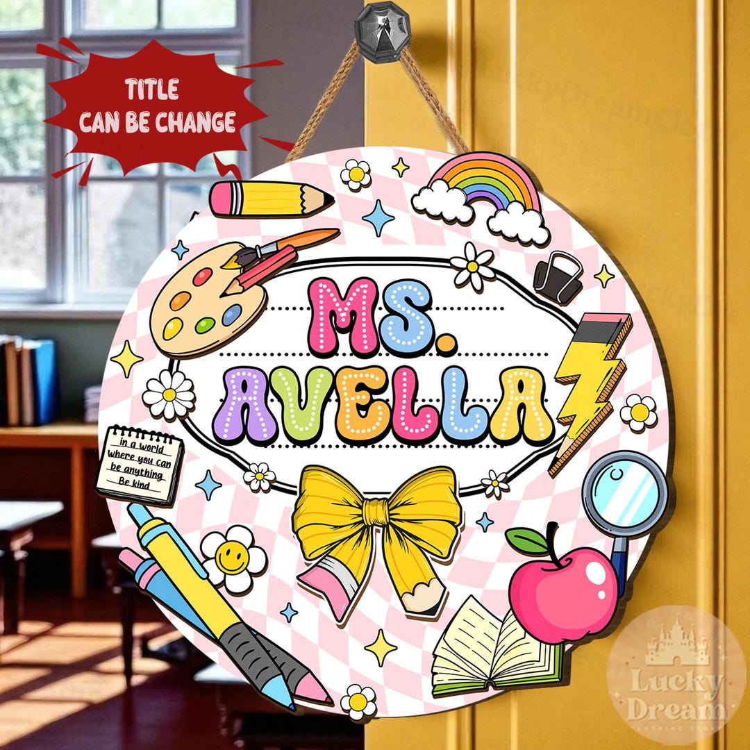Personalized Teacher Name Door Sign, Teacher Gifts, Custom Classroom ...