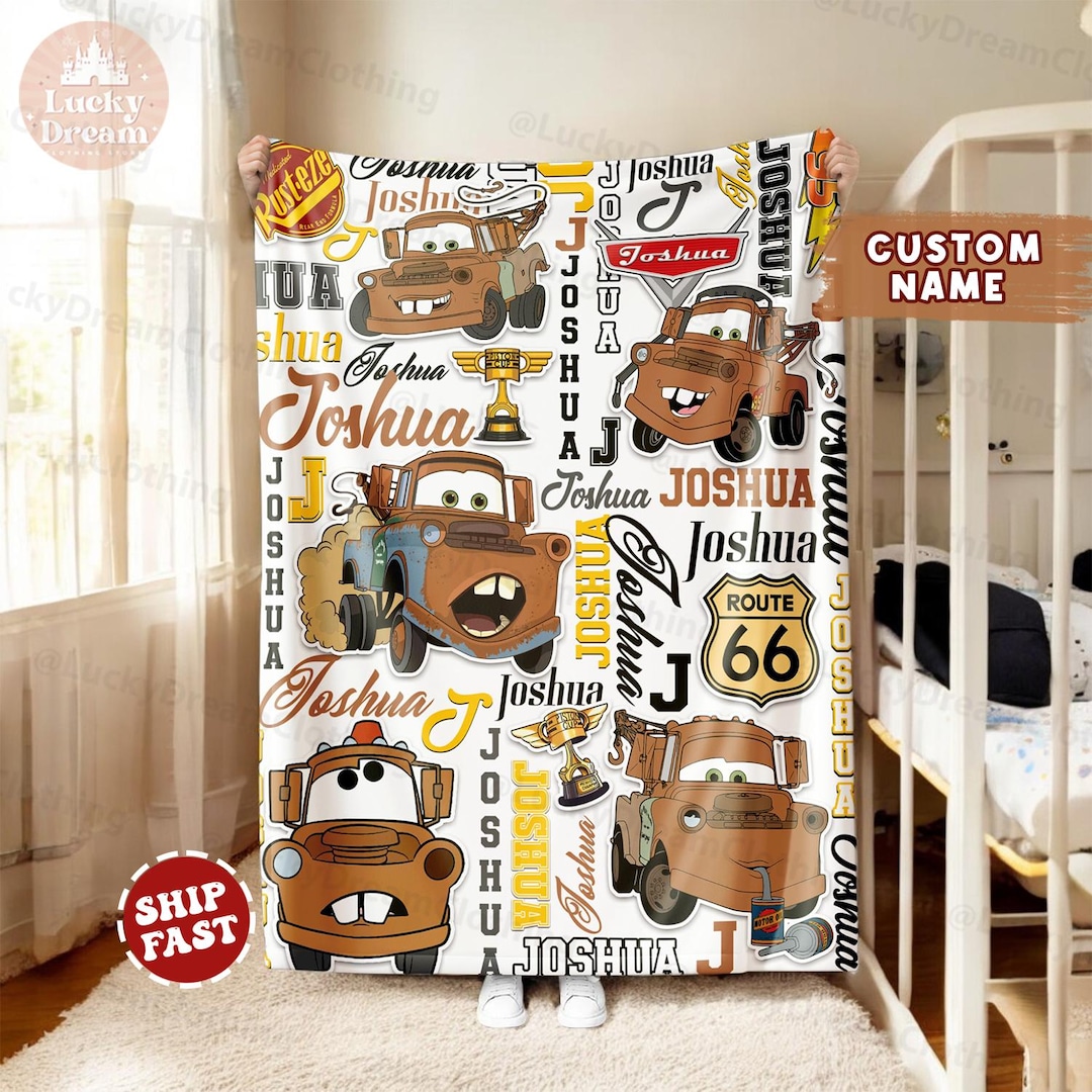 Personalized Disney Cars Blanket, Custom Name Cars Blanket, Tow Mater ...