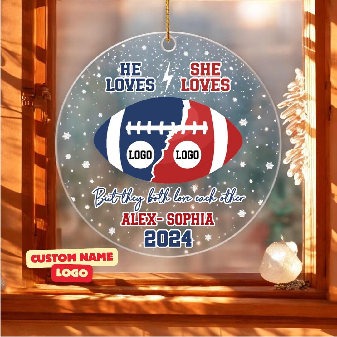 Custom Team Logo Gifts for Couple Acrylic Ornament American Football ...