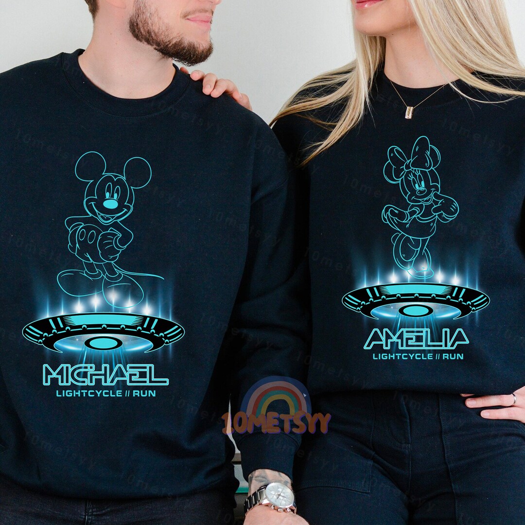 Personalized Mickey Minnie Tron Lightcycle Shirt, Mickey and Minnie ...