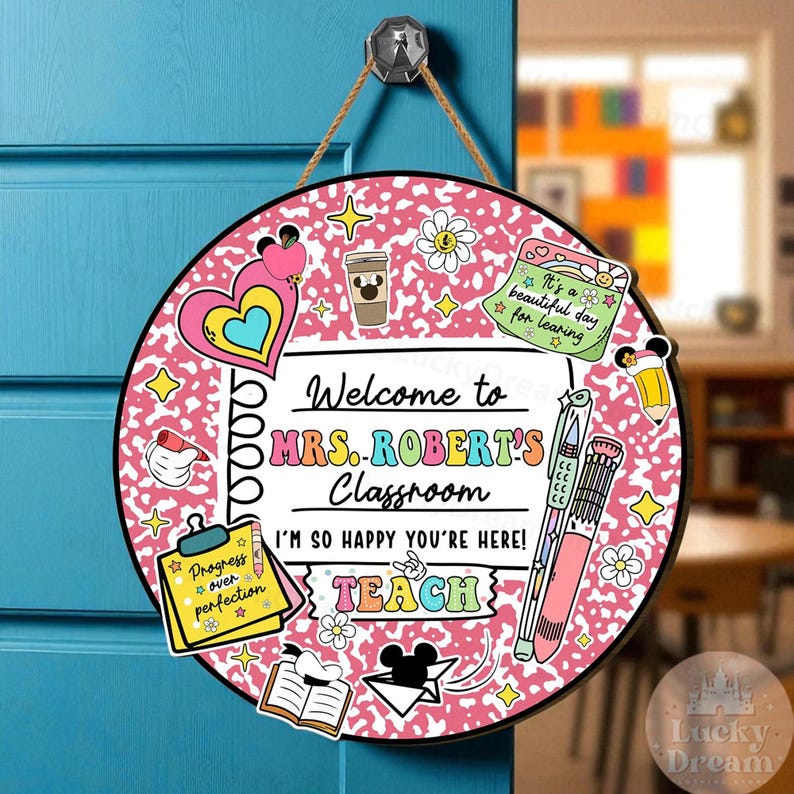 Personalized Teacher Name Door Sign, Teacher Composition Notebook Door ...