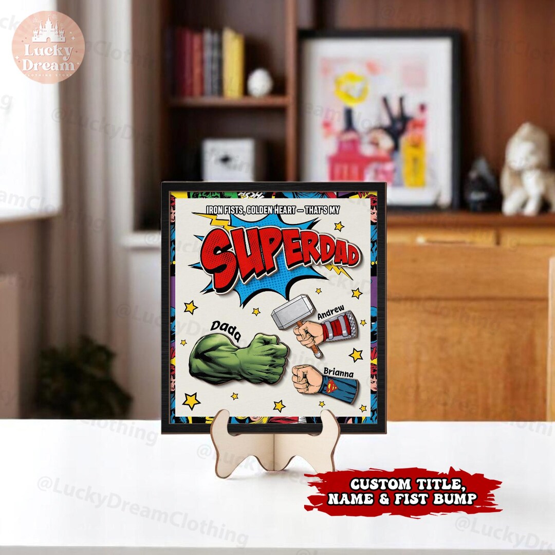 Personalized Superhero Daddy Fist Bump Wooden Sign,grandpa Fist Bump ...