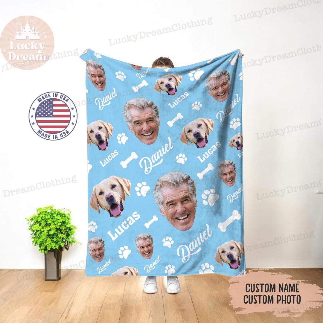 Personalized Photo Face Blanket, Faces on Blanket, Gift for Couples ...