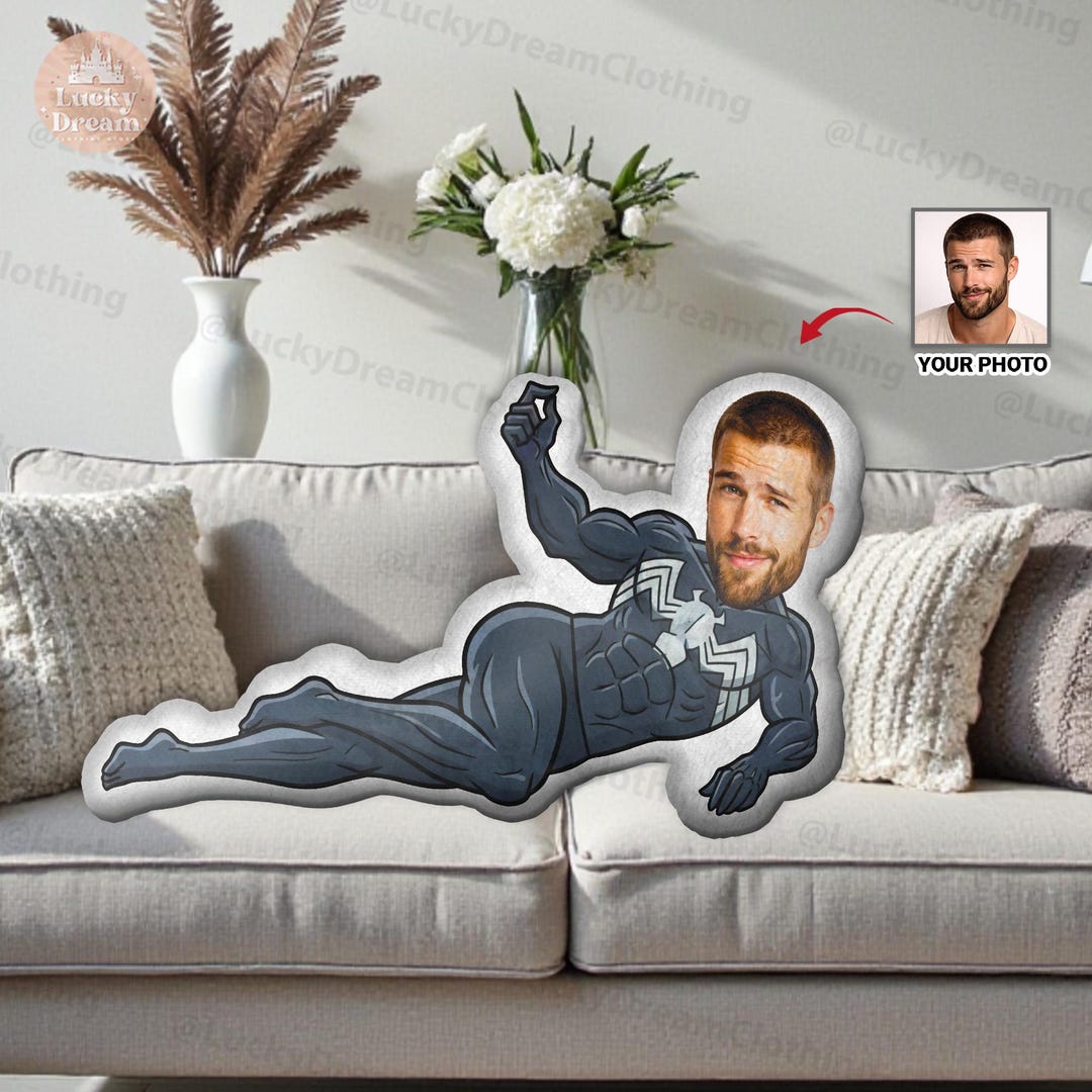 Personalized Funny Face Superhero Plush Pillow, Custom Venom Style ...
