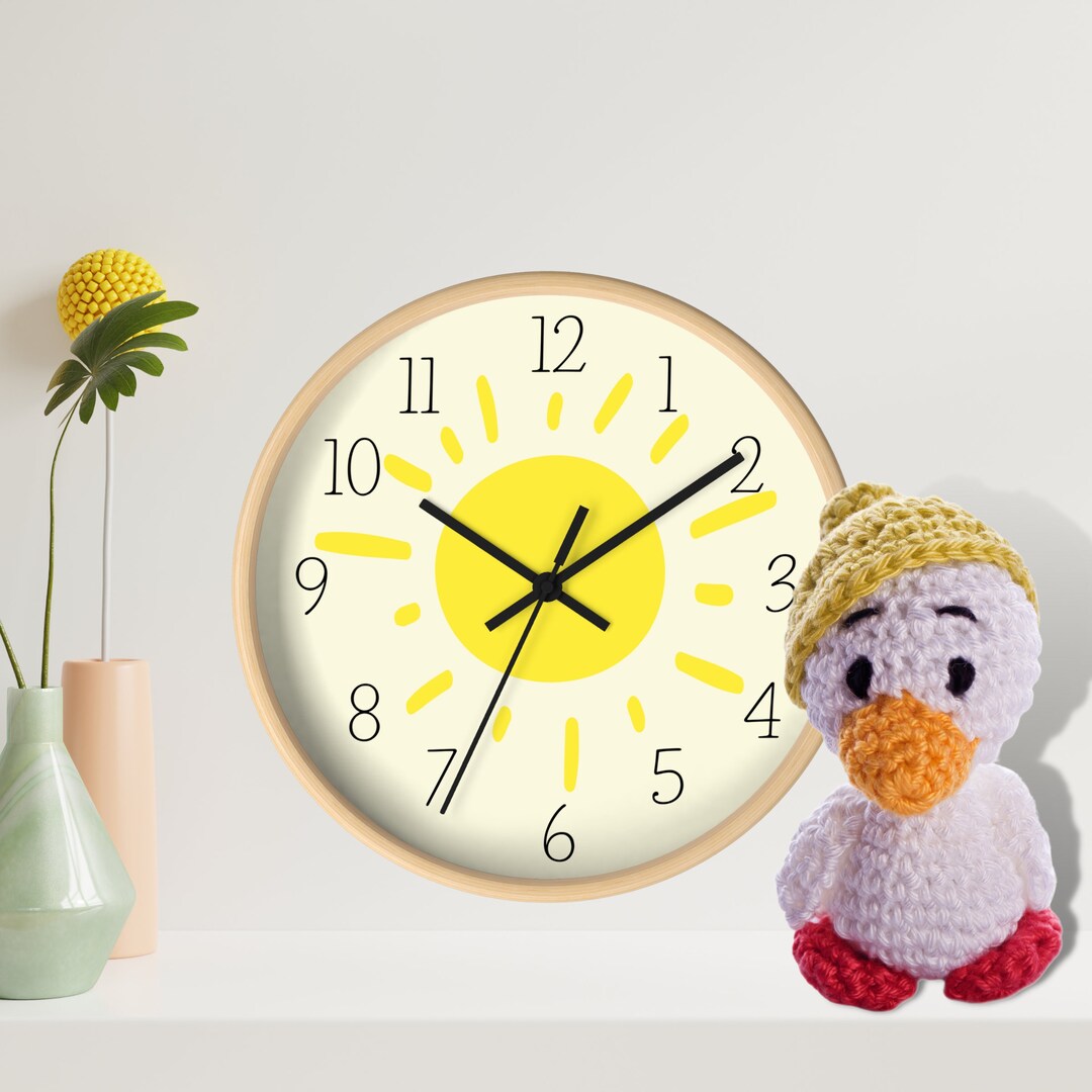 Sun Clock Nursery Room Decor Kids Wall Art Clock Neutral Room Decor ...