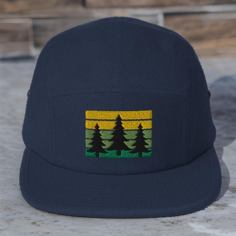 Embroidered Pine Tree Hat, Dad Outdoor Nature Cap, 5 Panel Adjustable ...