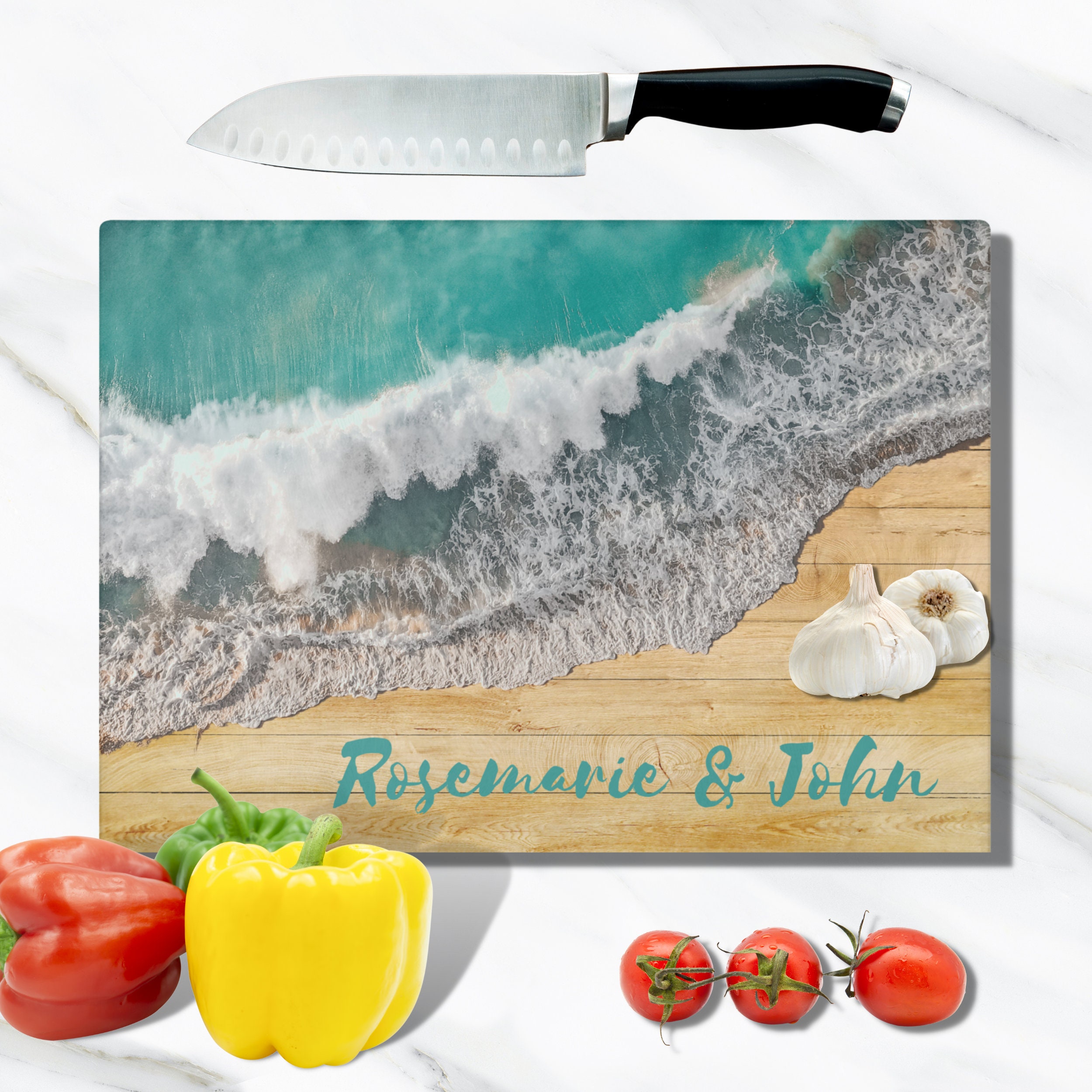 Custom Glass Cutting Board Ocean Themed Tempered Glass Serving - Etsy