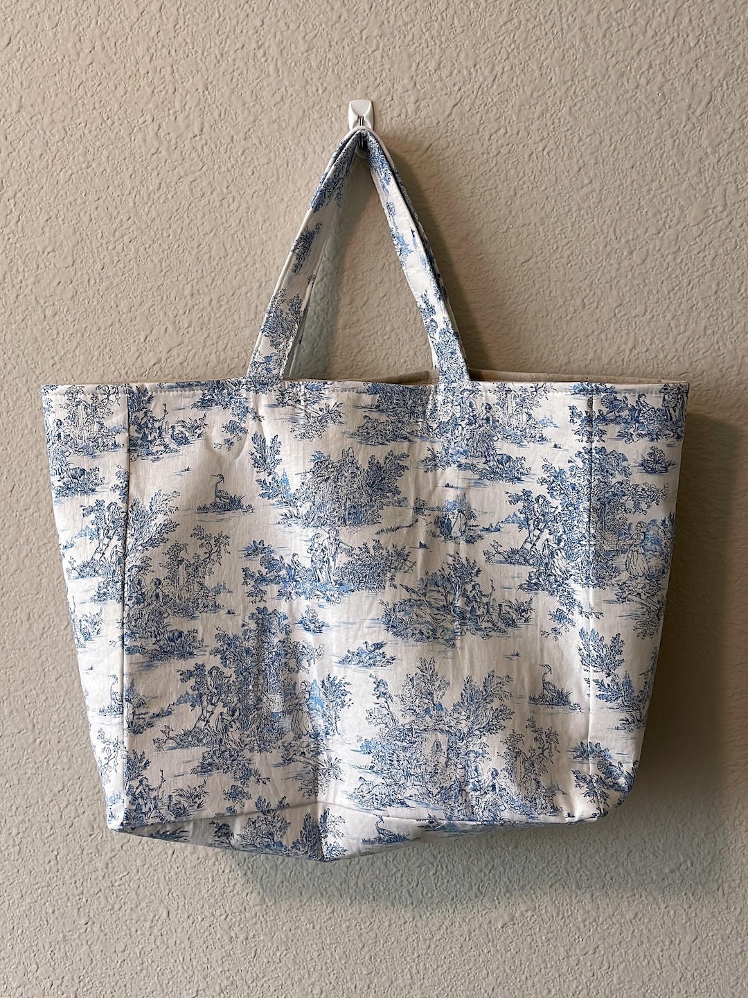 Toile De Jouy Bag / Large Tote Bag / Travel Bag / Beach Bag / Vintage ...