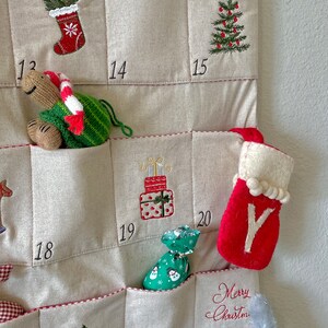 Handmade Linen Christmas Advent Calendar, Embroidered Pouch Wall ...