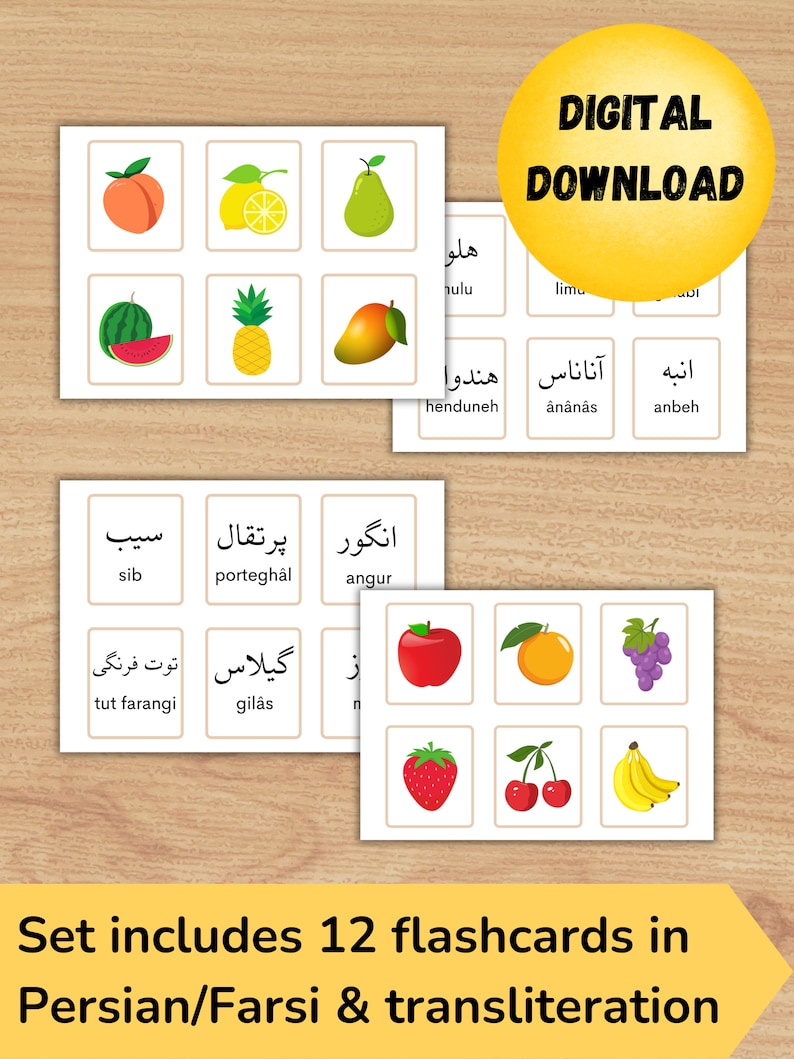Persian Farsi Vocabulary Flashcard and Worksheet Bundle - Etsy