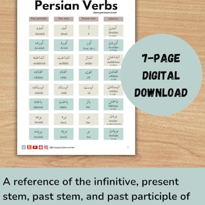 Persian Verb Conjugation Study Sheet (digital Download) - Etsy