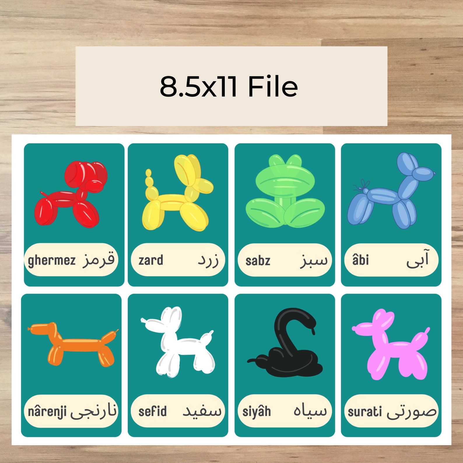 Persian Color Flashcards, Farsi Color Flashcards, Persian, Farsi ...