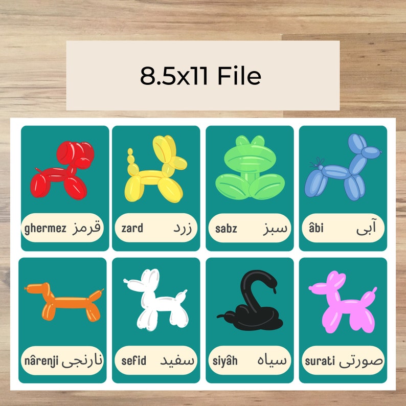 Persian Color Flashcards, Farsi Color Flashcards, Persian, Farsi ...