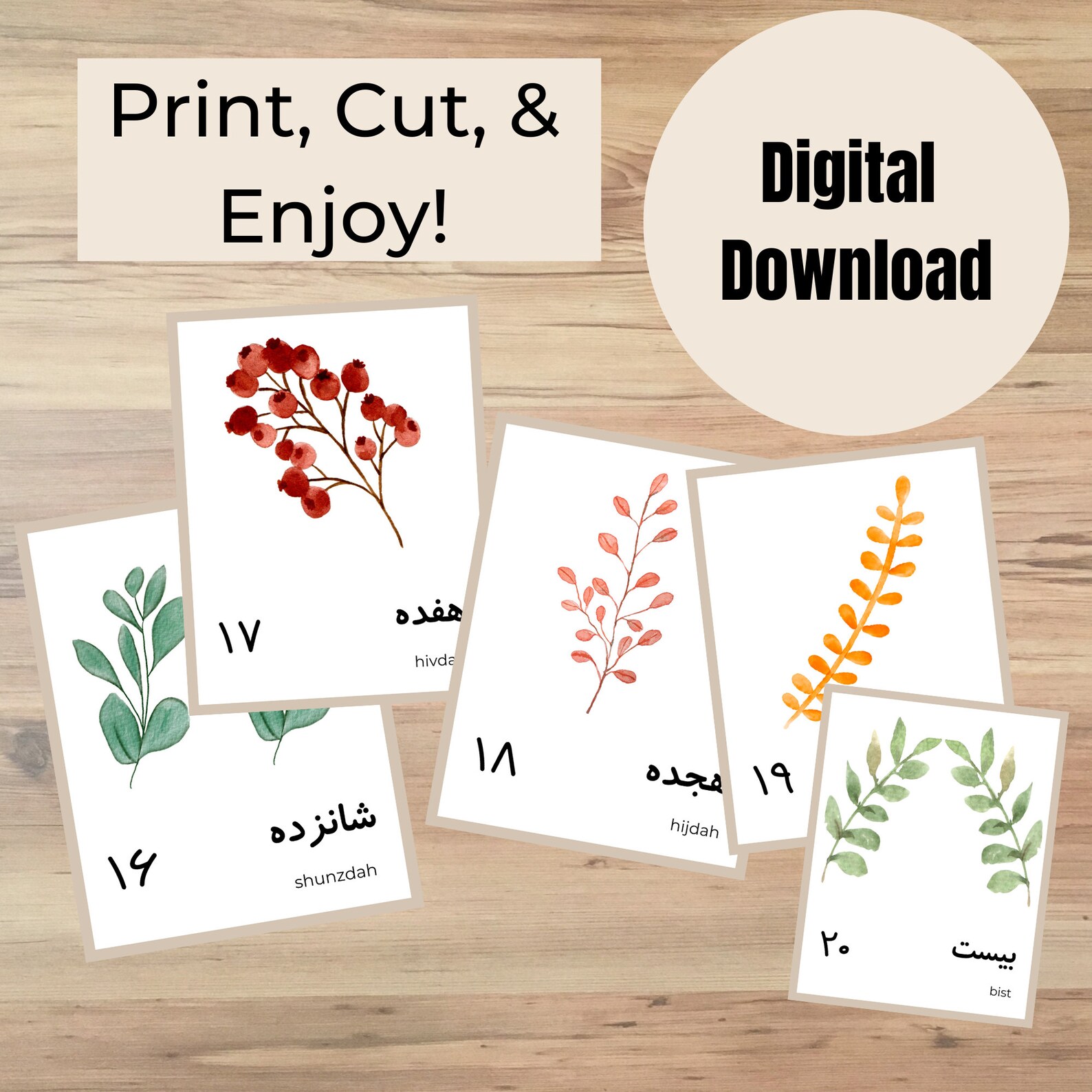 Persian Number Flashcards, Farsi Flashcards, Persian, Farsi, Flashcards ...