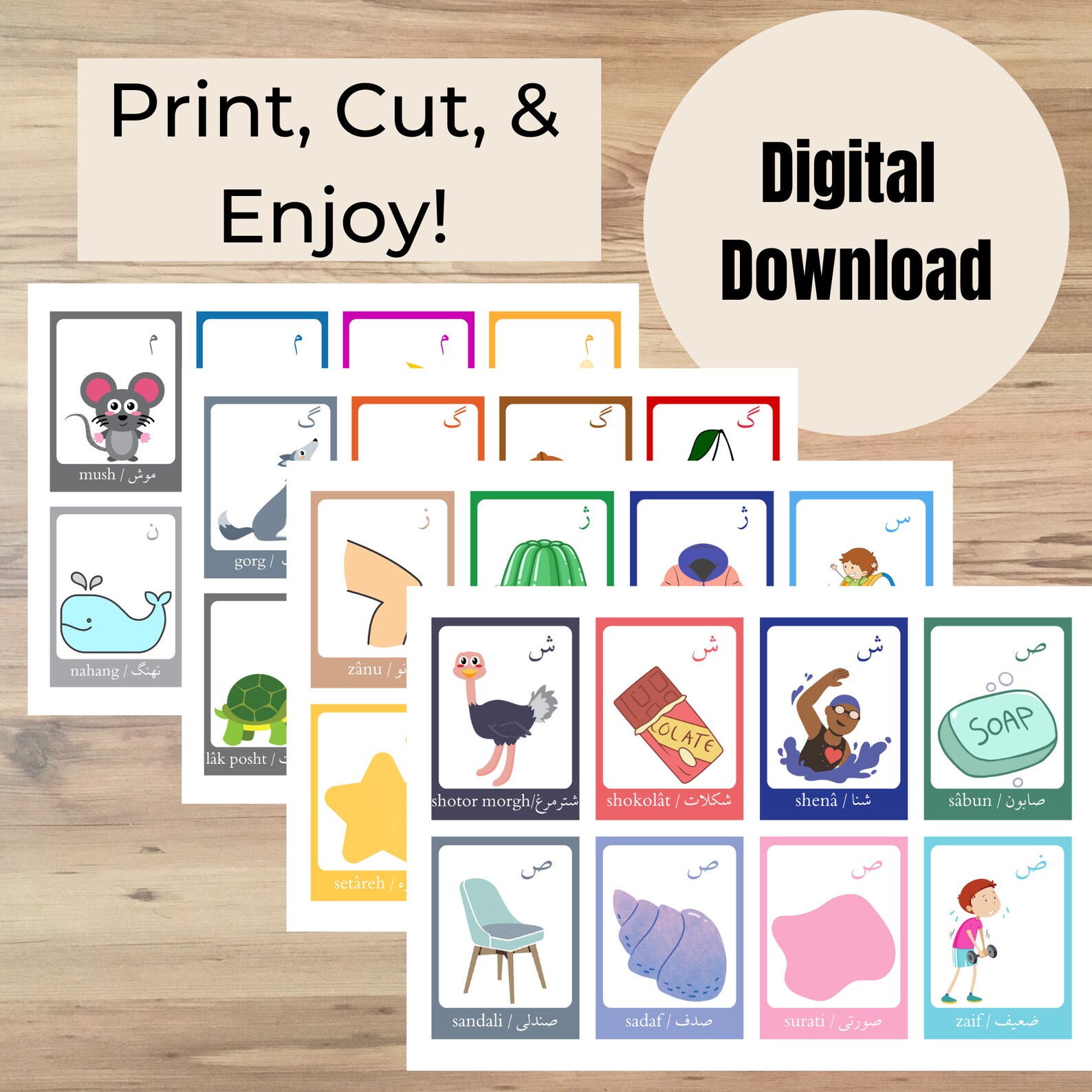 Persian Alphabet Flashcards, Farsi Alphabet Flashcards, Printable ...