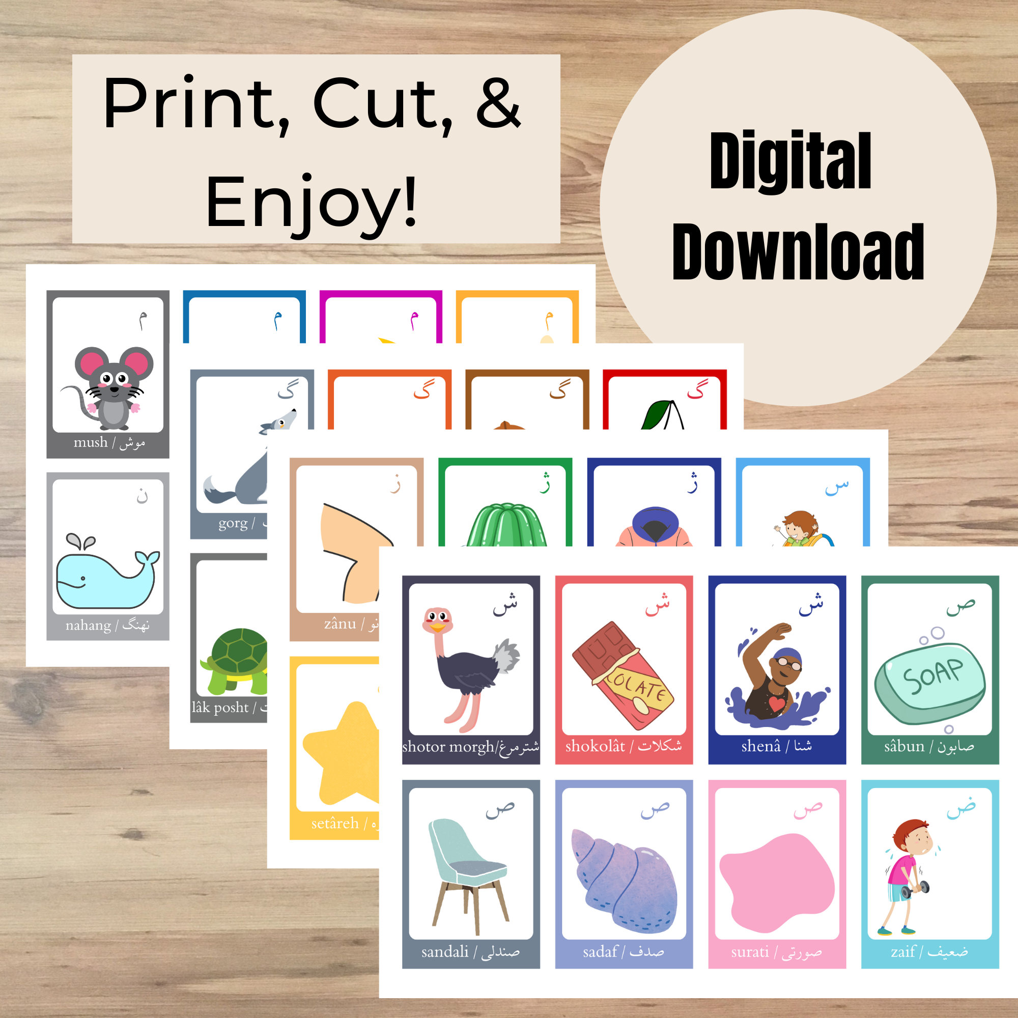 Persian Alphabet Flashcards, Farsi Alphabet Flashcards, Printable ...