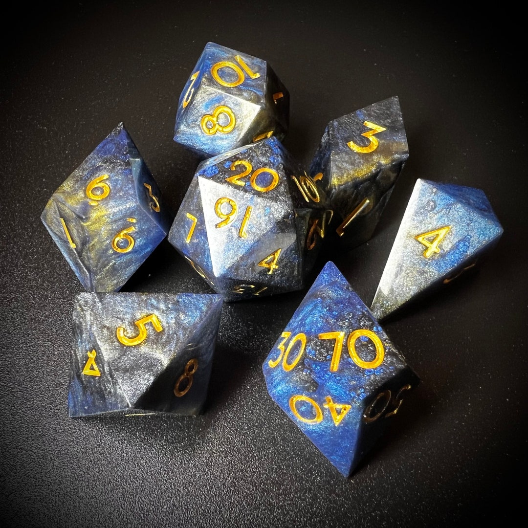 Astral Treasures: Handmade Sharp Edge Polyhedral Dice Set set of 7 D&D ...