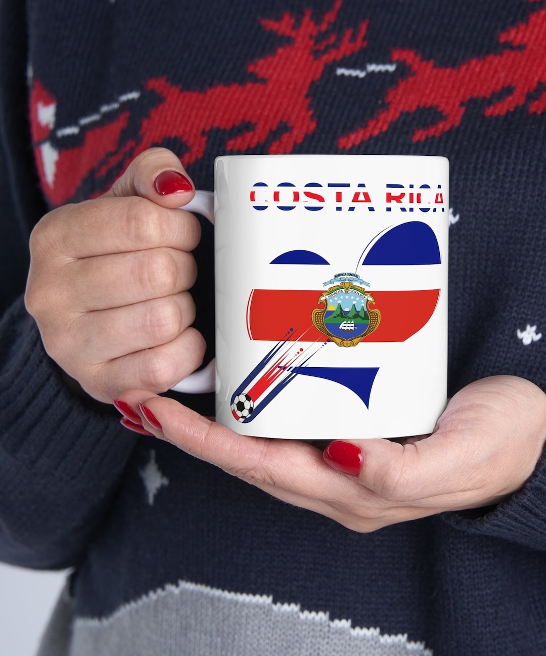 Costa Rican Flag Mug,soccer Ball Mug,soccer Fans Cup,heart-shape Flag ...