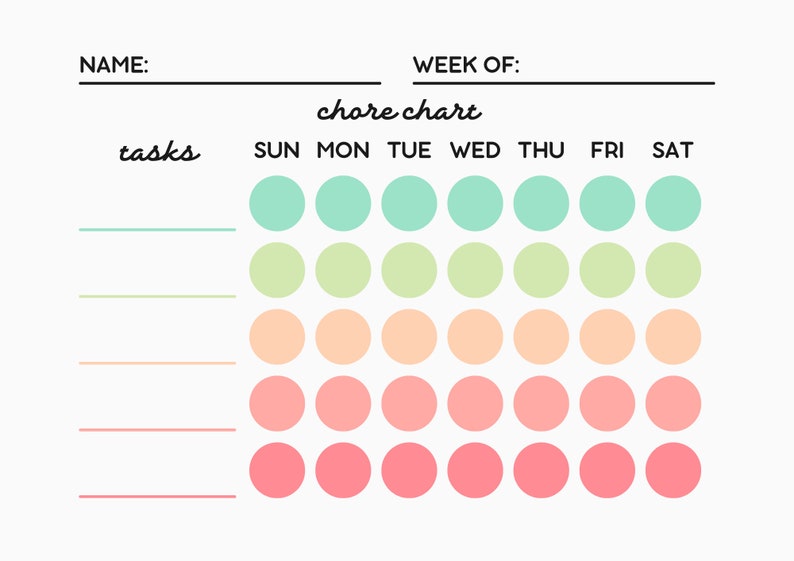Printable Minimalist Chore Chart - Etsy