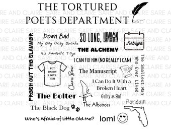 The Tortured Poets Department Tracklist Svg and Png File - Etsy