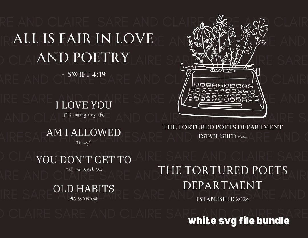 The Tortured Poets Department - White Svg Bundle - Etsy