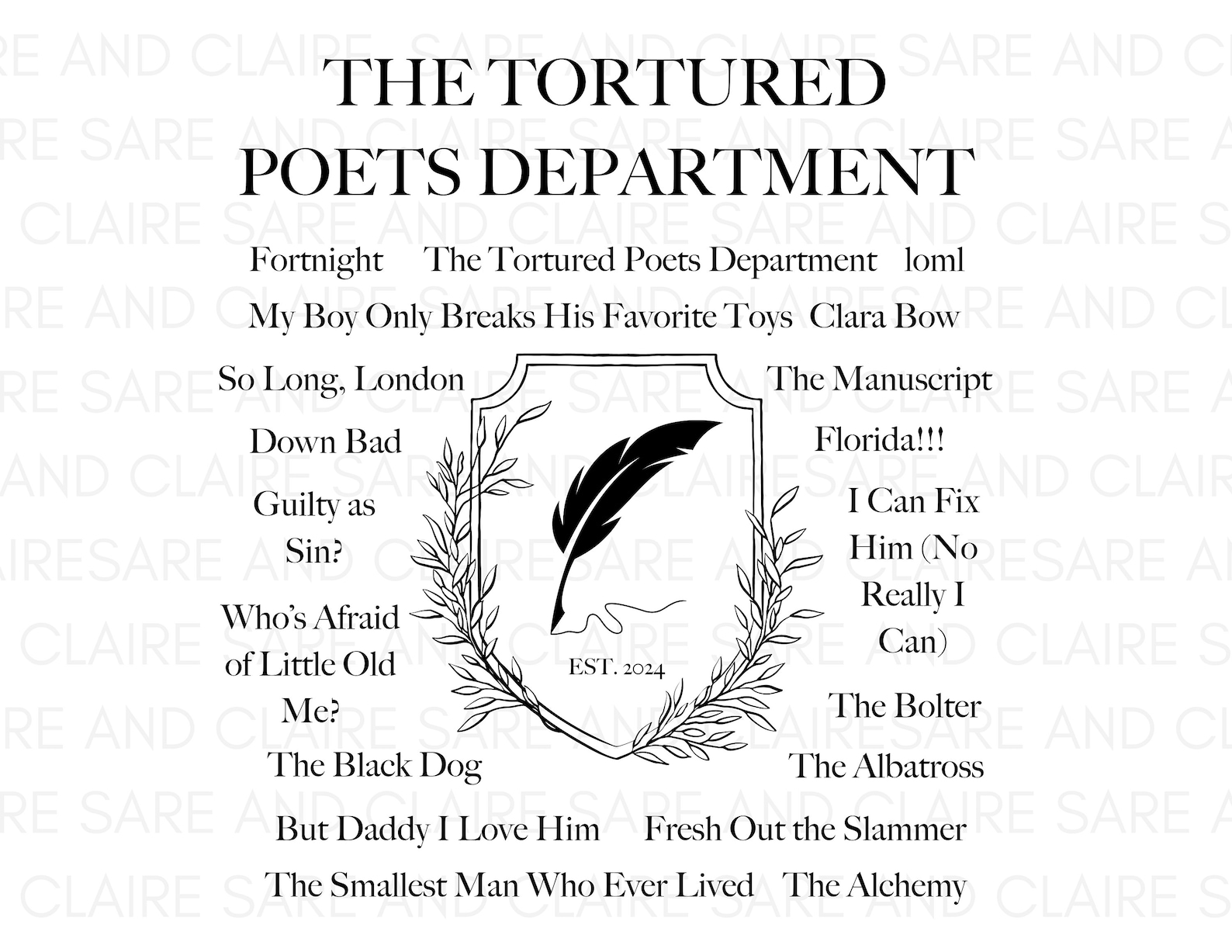 The Tortured Poets Department Tracklist Svg and Png File - Etsy
