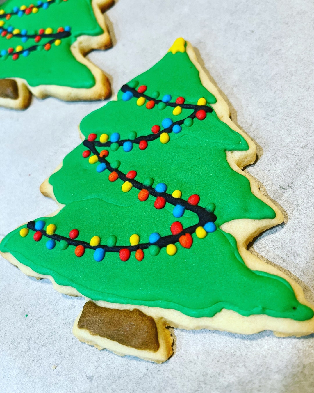 String of Lights Christmas Tree Sugar Cookie - Etsy