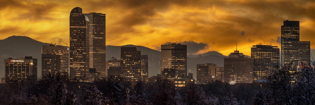 Denver Sunset Skyline closeup - Etsy