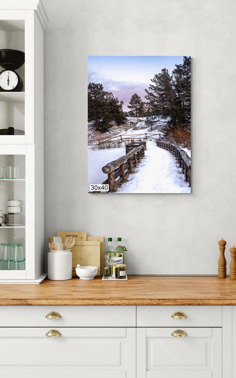 Sprague Lake Sunset in Winter Snowy Path Rocky Mountain National Park ...