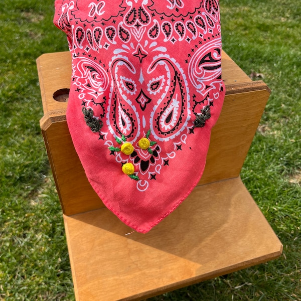 Embroidered Bandana - Etsy