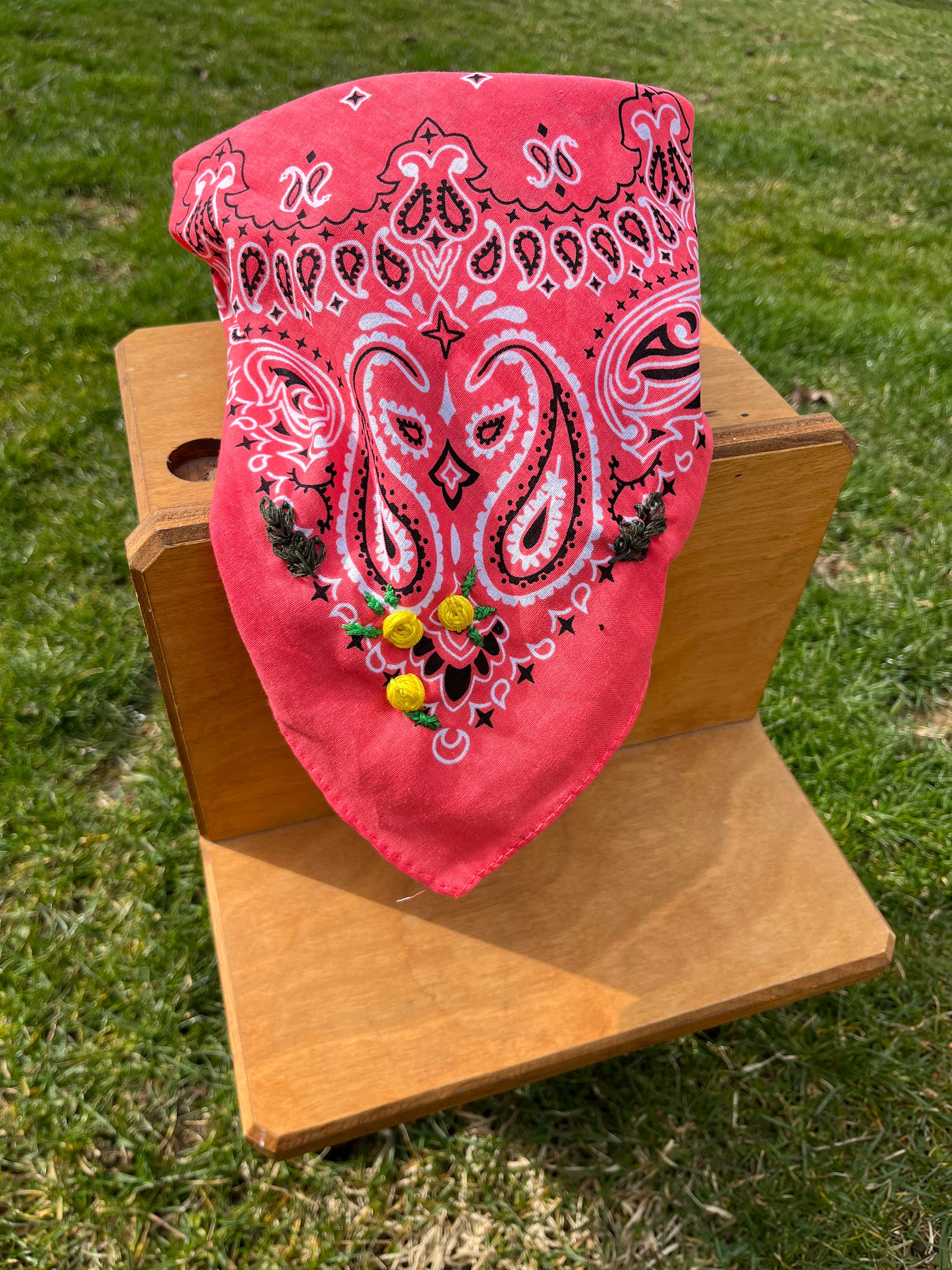 Hand Embroidered Bandana - Etsy