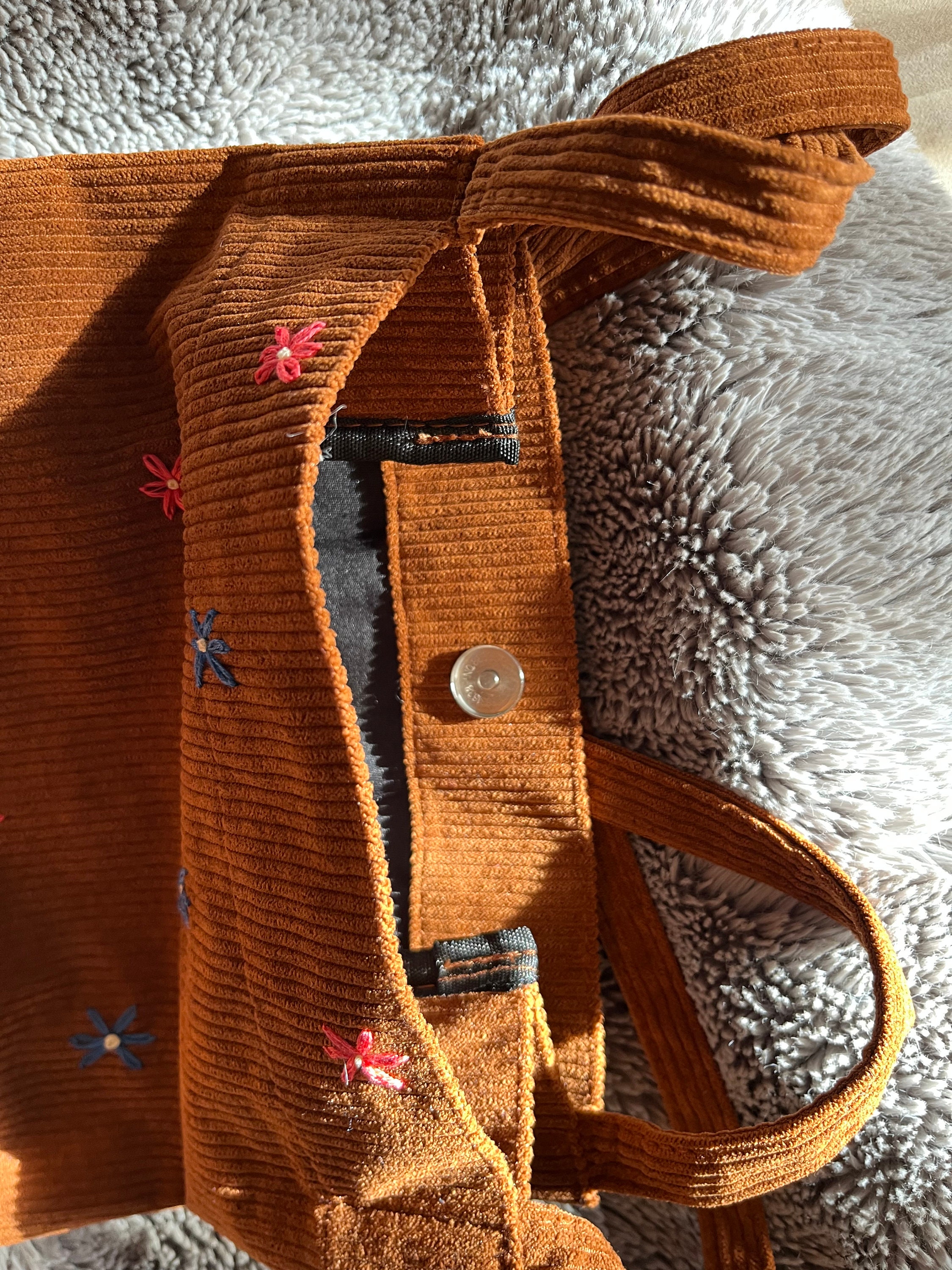 Hand Embroidered Corduroy Tote Bag - Etsy