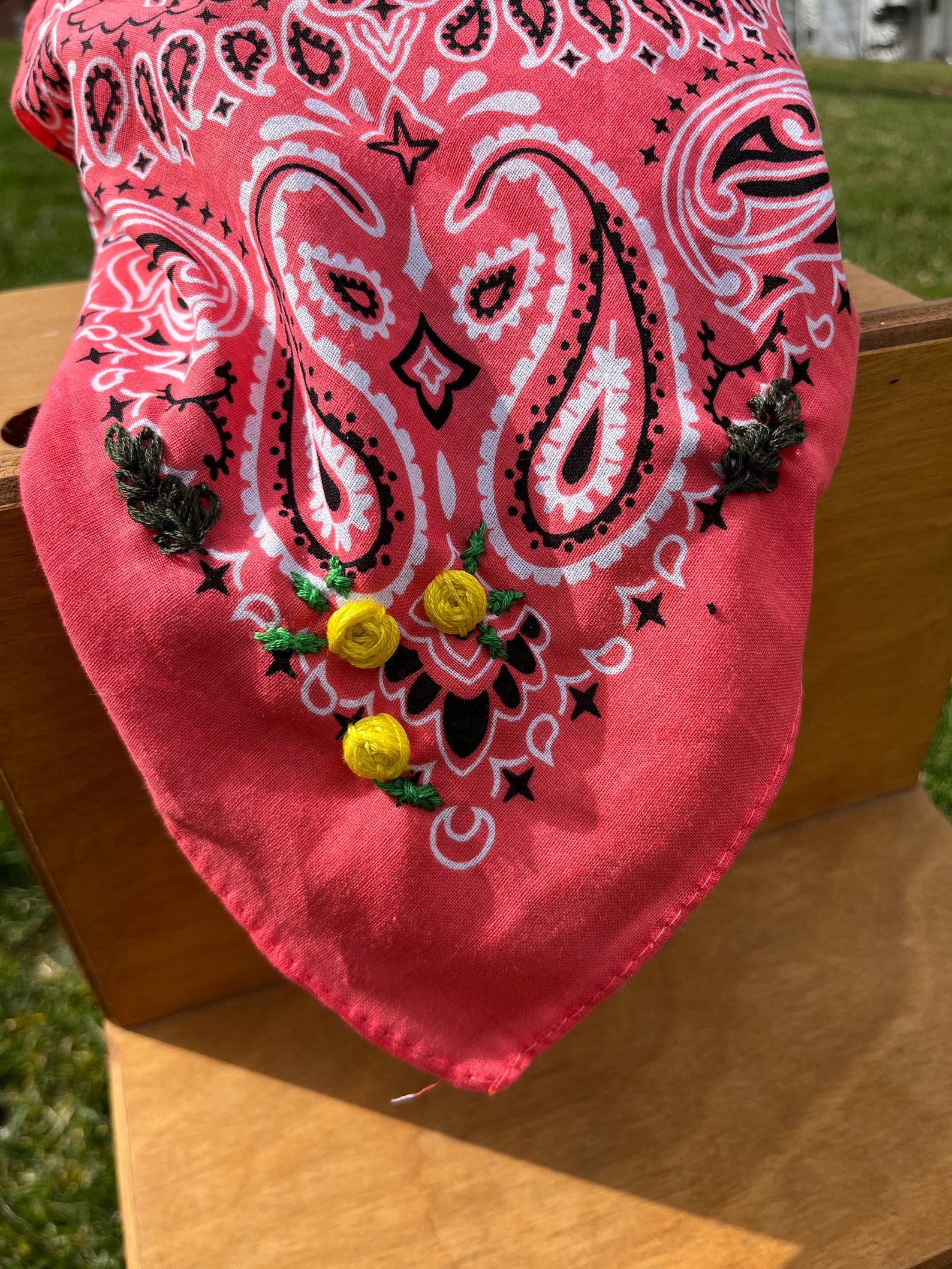 Hand Embroidered Bandana - Etsy