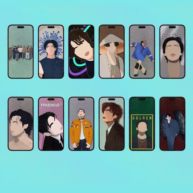 BTS Phone Wallpapers Pack, Faceless Portrait, iPhone Wallpaper, KPOP ...