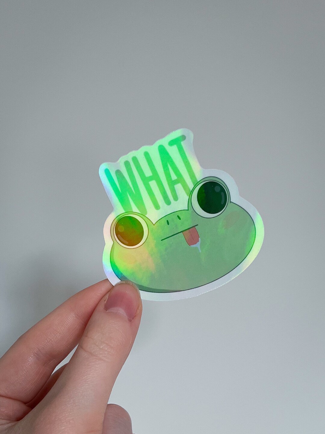 Holographic Frog Sticker // Confused Frog - Etsy