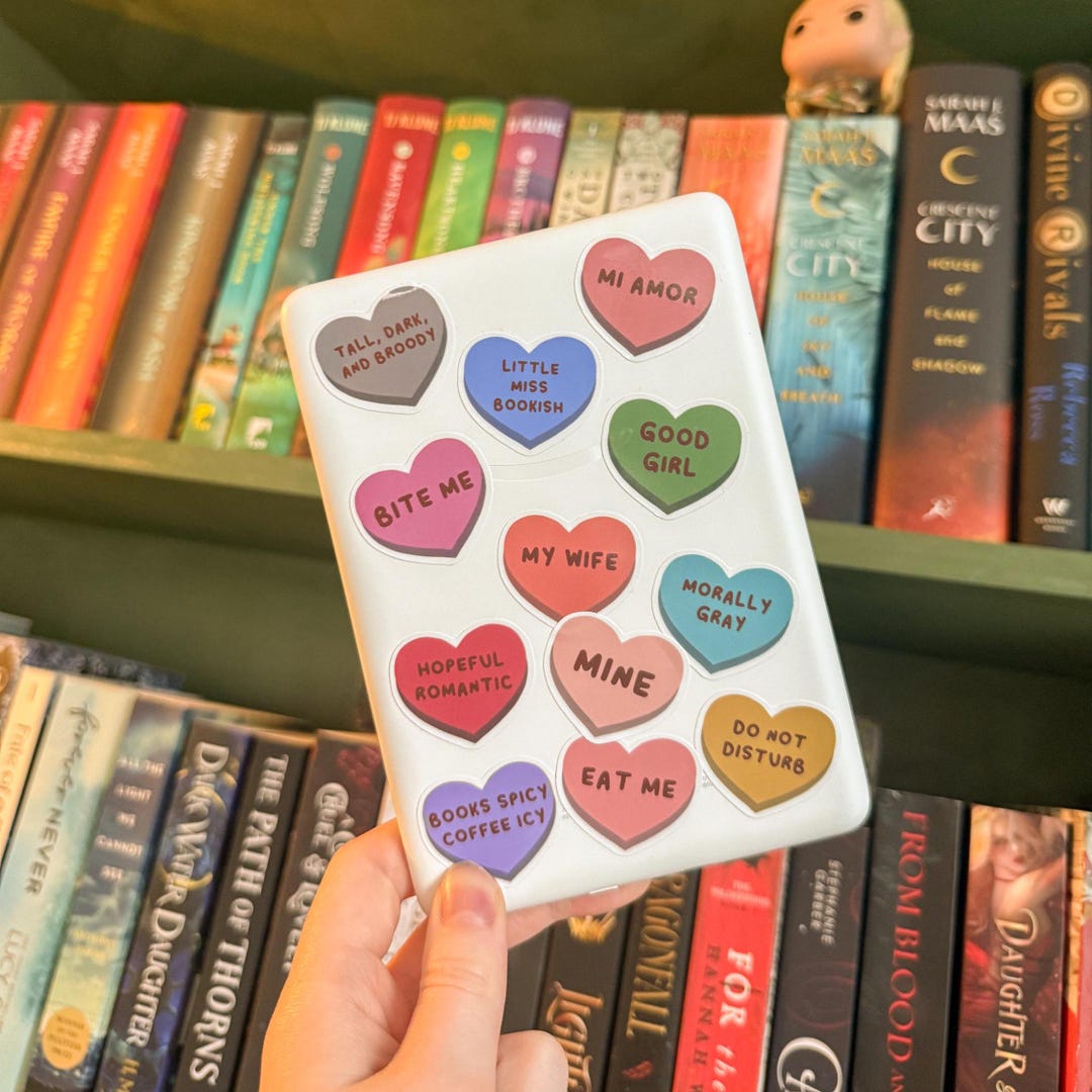 Bookish Candy Heart Stickers - 12-PACK - Etsy