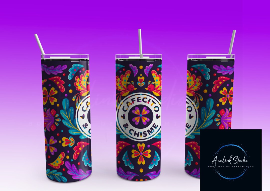 Cafecito Y Chisme Skinny Tumbler Wrap Pack /skinny Tumbler 20 Oz ...