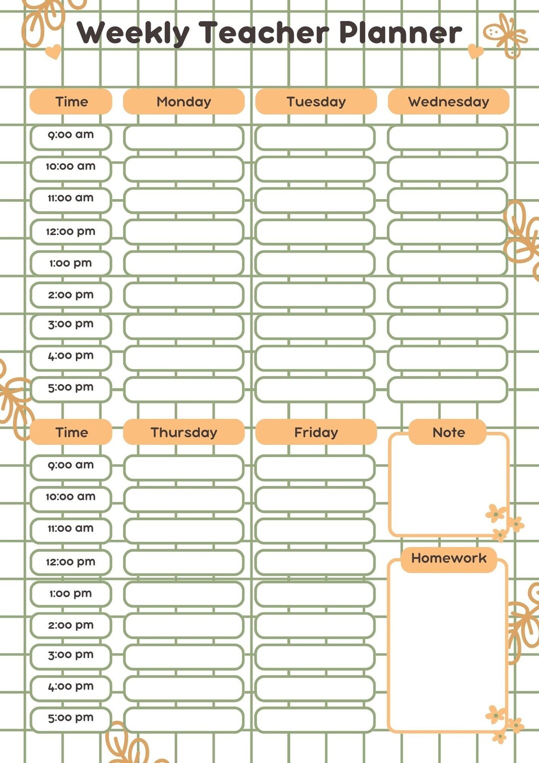 Type B Teacher Weekly Planning Sheet - Etsy