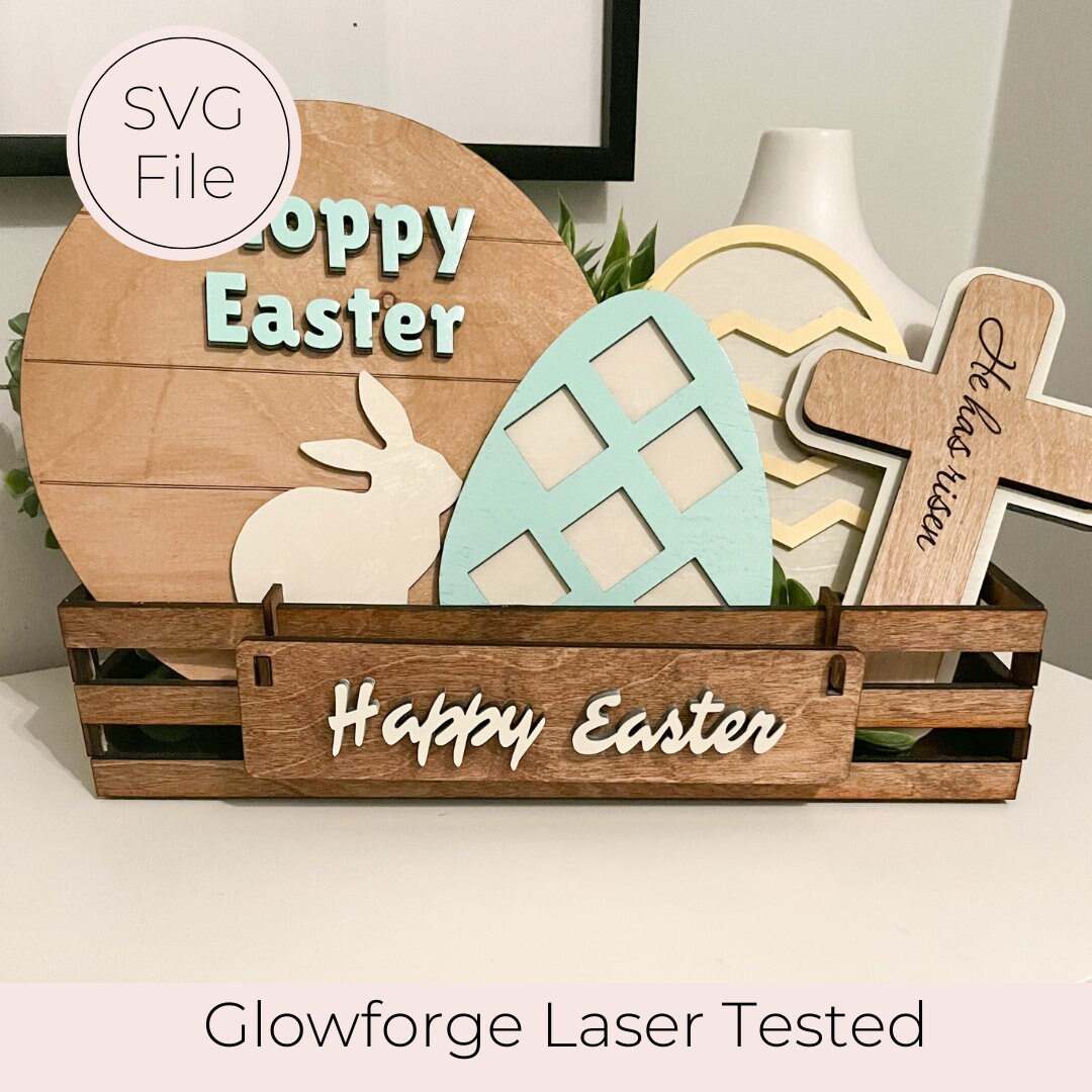 Easter Basket Crate SVG File | Glowforge Cut File | Interchangeable ...